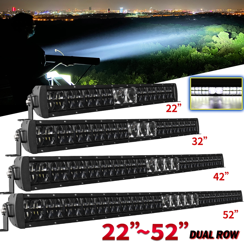 22" 32" 42" Laser LED Light Bar Dual Row Spot Flood Combo Driving ...