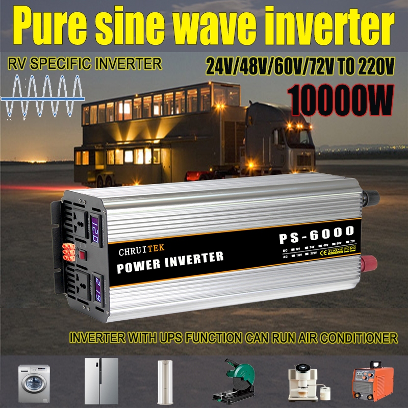 pure sine wave power inverter 10000W 24V48V60V72V to 220Vbuilt in 20A ...