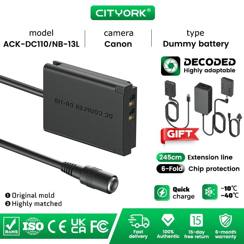 Cityork NB-13L NB13L NB 13L ACK-DC110 Dummy Battery With Type-C Fast ...