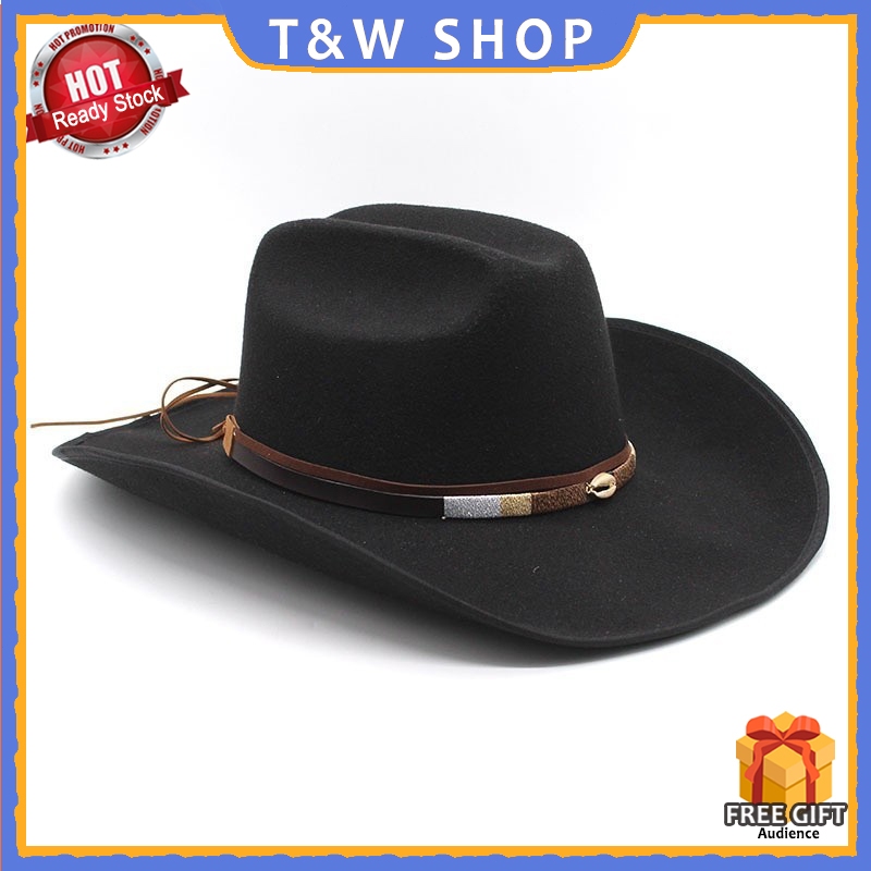 Topi Western Cowboy Knight Hat Ladies/Men Cowboy Country Style Hat High-Quality Retro Hat Big ...