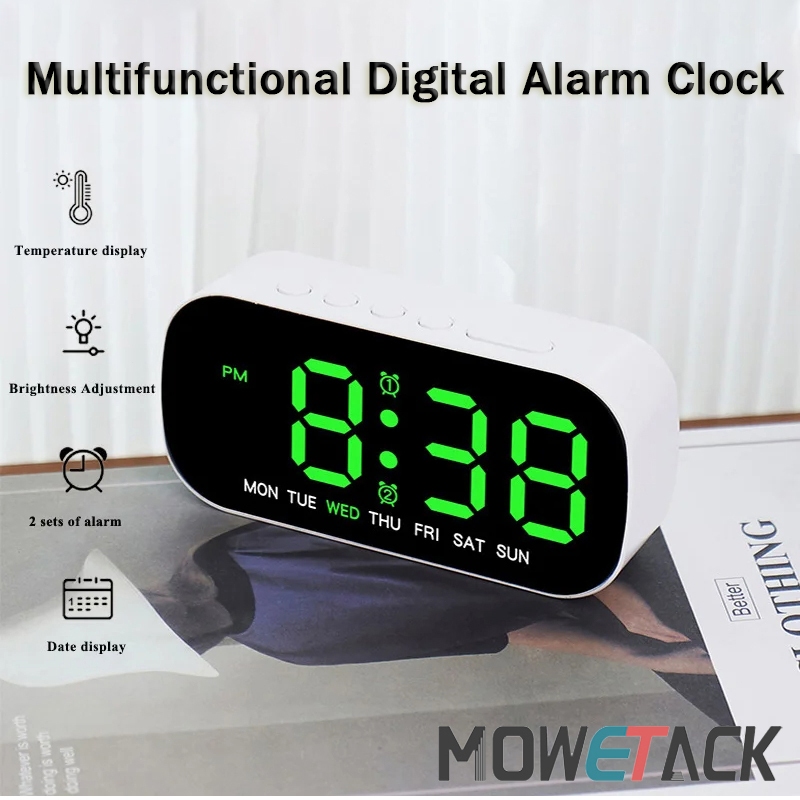 Desktop Digital Alarm Clock Multi-functional LED Digital Alarm Clock 12 ...