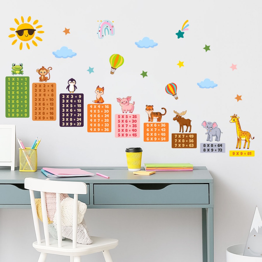Cartoon Cartoon Animal Multiplication Formula Table Wall Stickers ...