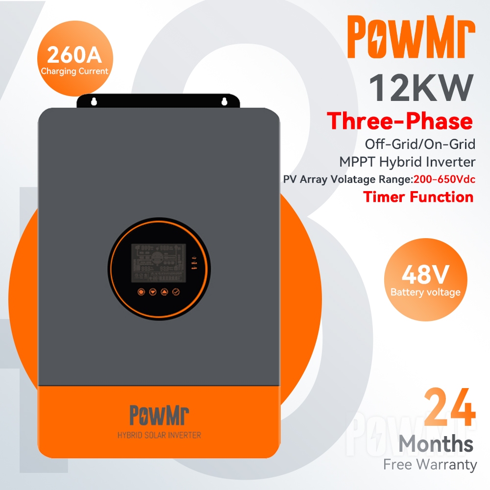 【Local Delivery】PowMr MPPT 12KW Three-phase Solar Hybrid Inverter On ...