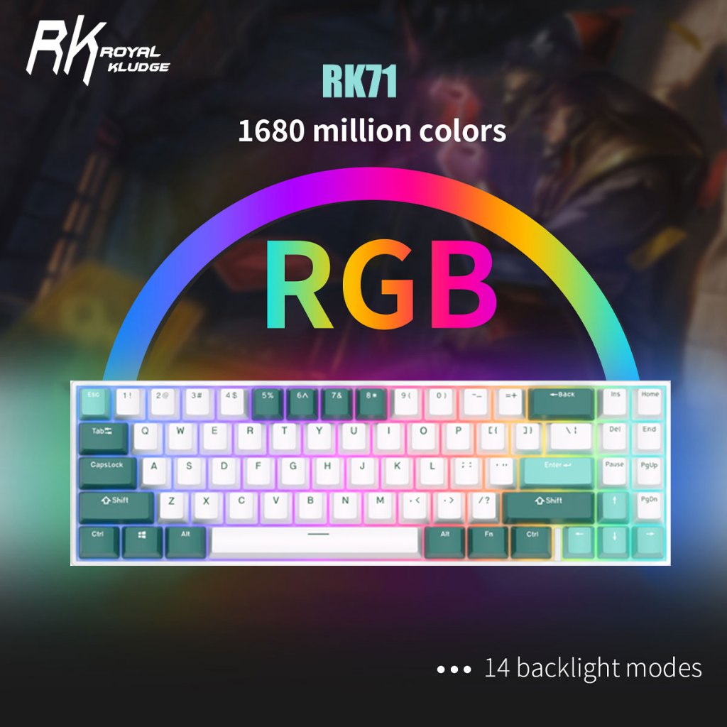 RK Royal Kludge Rk71 Bluetooth 5.0 Usb C Dual Mode 60% Rgb Backlit ...