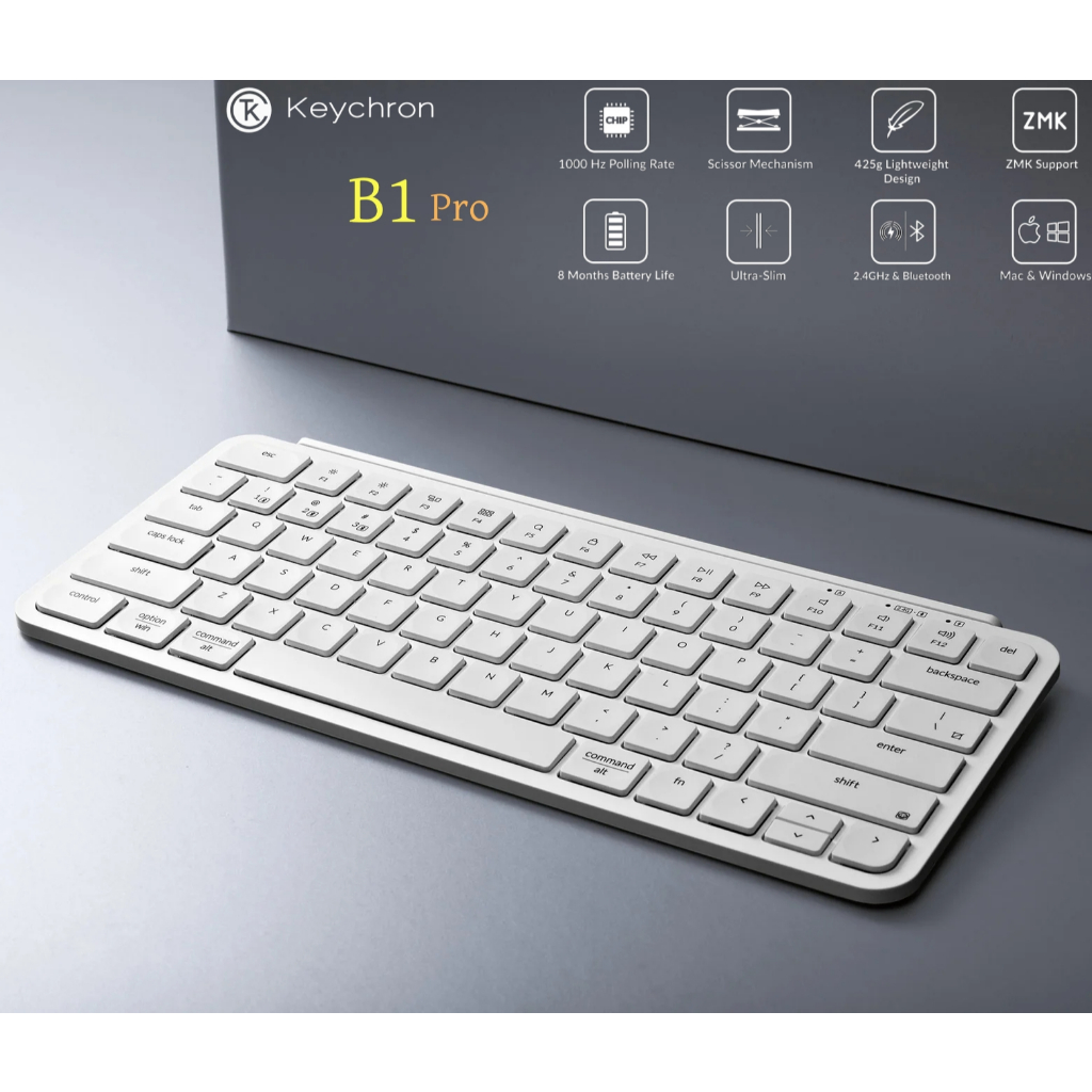 Keychron B1 Pro Ultra-Slim Wireless Keyboard 2.4GHz/Bluetooth/Wired ...