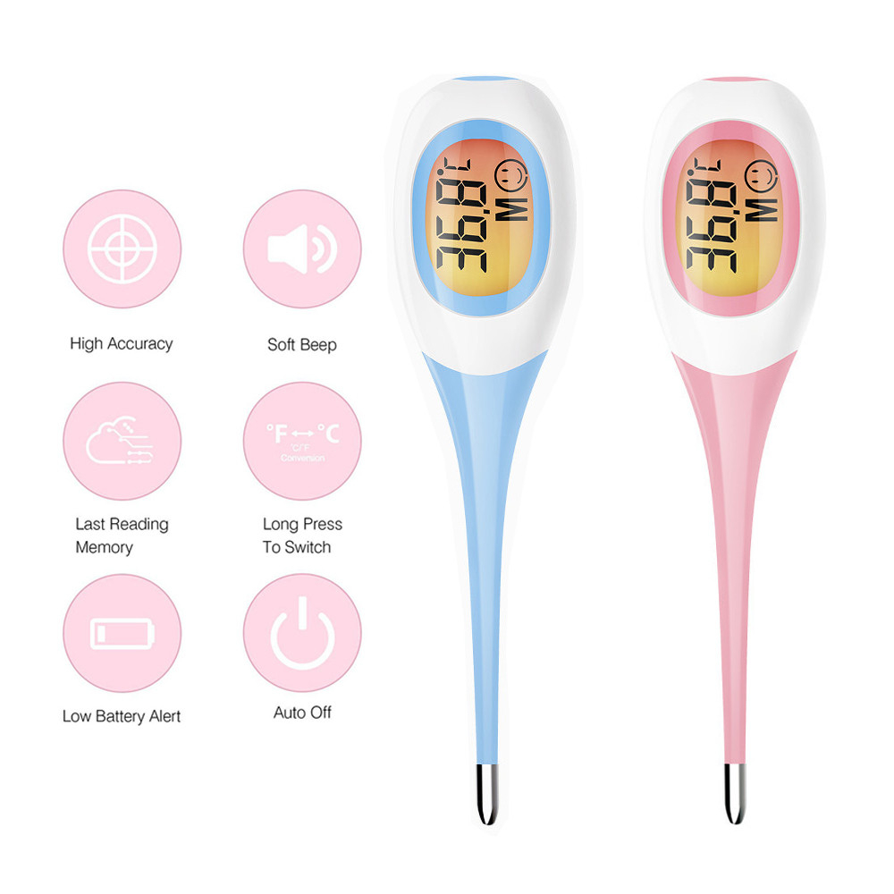 Backlit Thermometer Soft Probe Digital Quick Fever Waterproof Oral ...