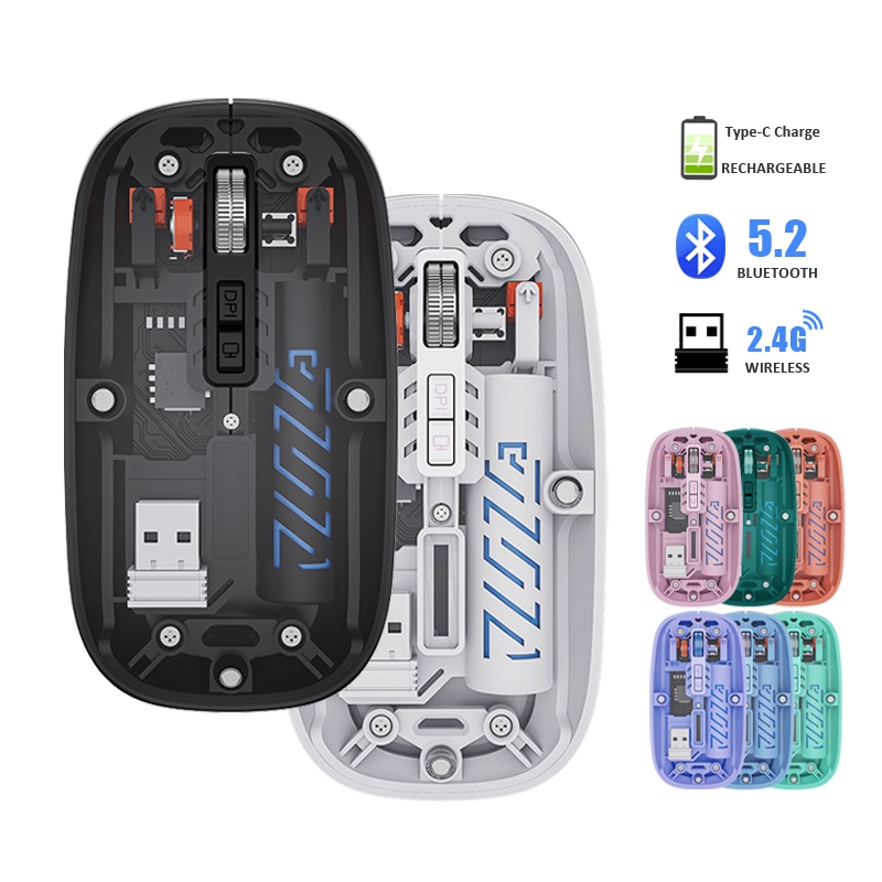 Transparent Bluetooth Mouse Wireless Mouse Dual-Mode Silent and ...