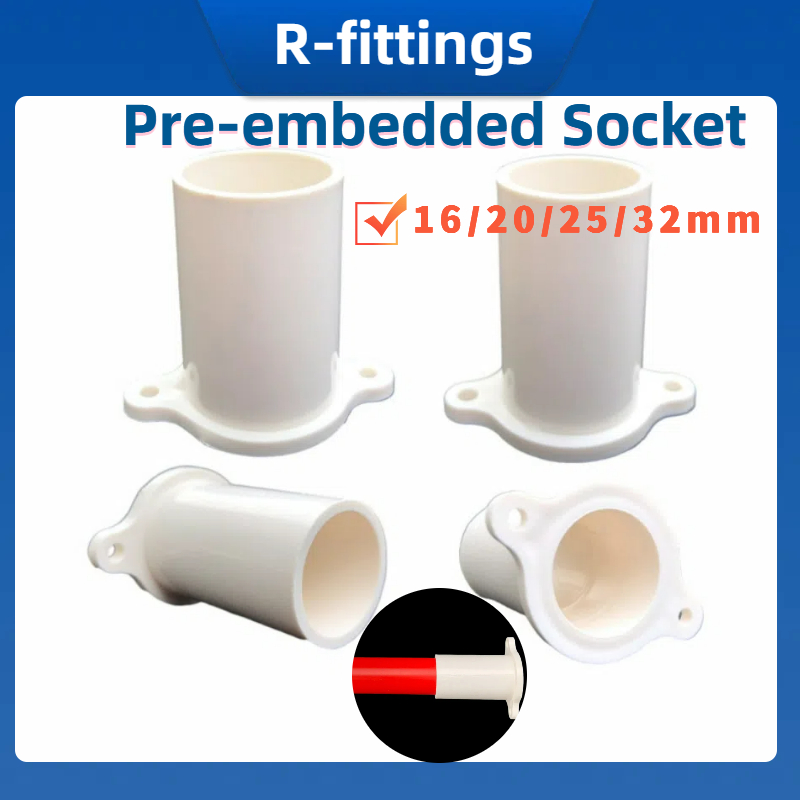 PVC Fitting 16 20 25mm Water Pipe Joint Connector Seat Pre-Embedded ...