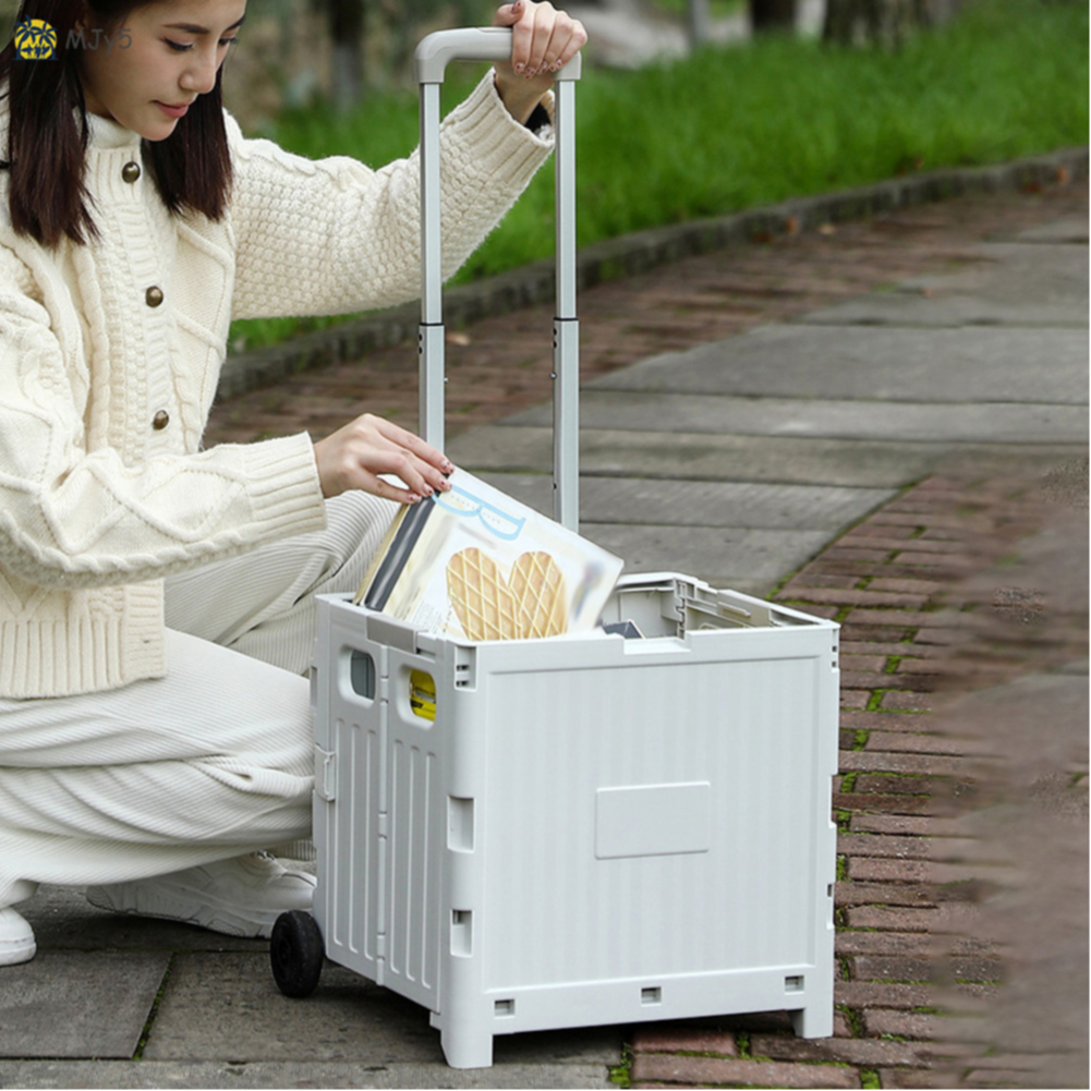 Foldable Wheeled Shopping Trolleys Box Lightweight Compact Utility Cart ...
