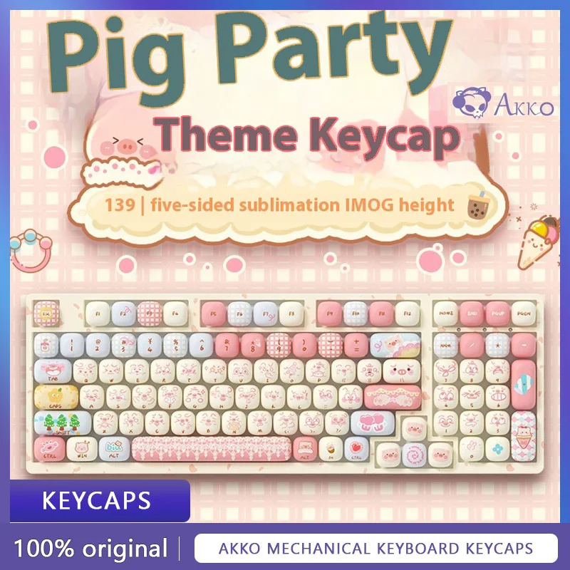 AKKO Pig party theme high key cap large set of five sides hot ...