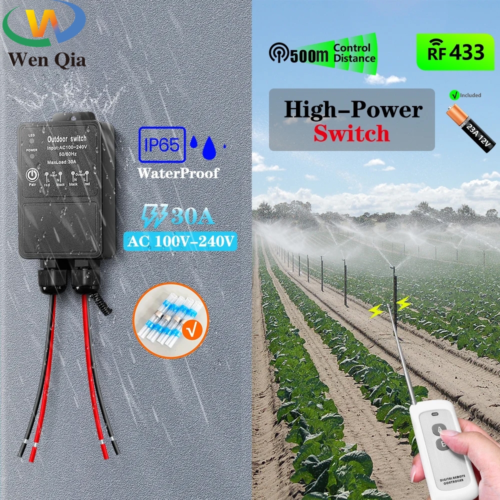433Mhz 110V 220V 30A High Power Wireless Remote Control Switch Outdoor ...