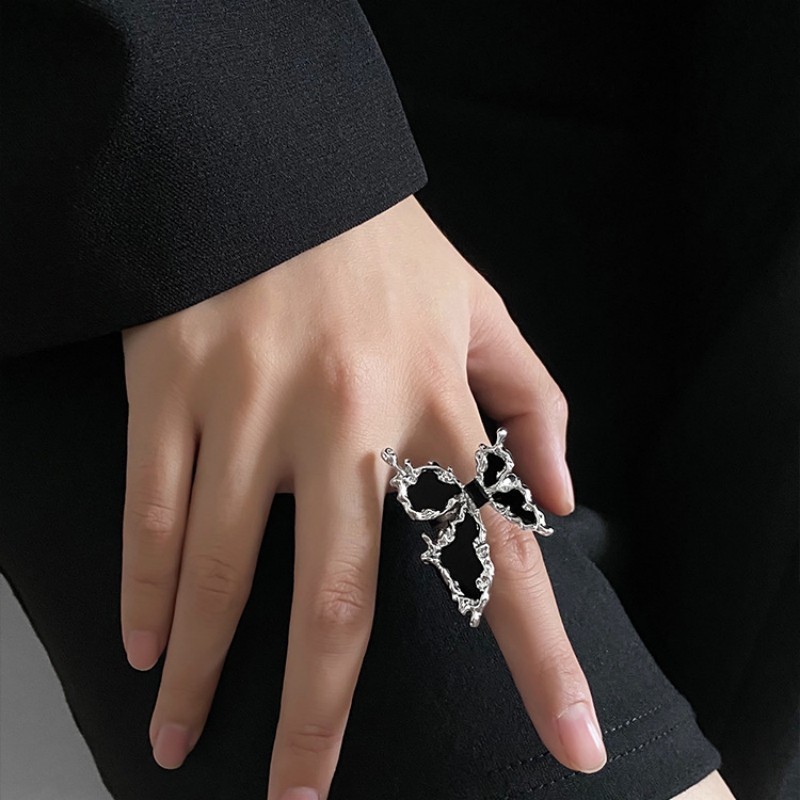 Original Black Butterfly Open Ring Female Autumn Niche Design Fashion ...