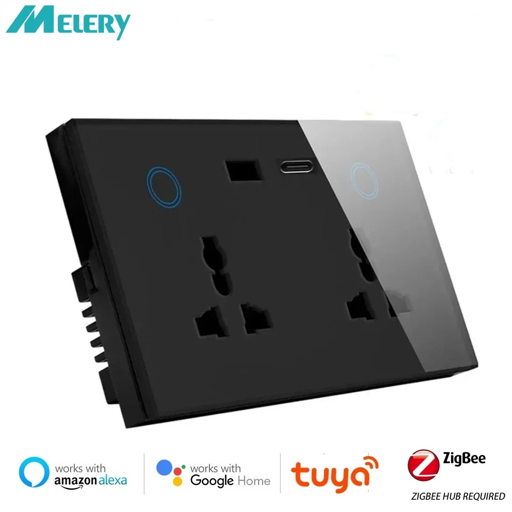 Melery Zigbee Tuya 147 Wall Socket USB Type-C 30W Universal Power Plug ...