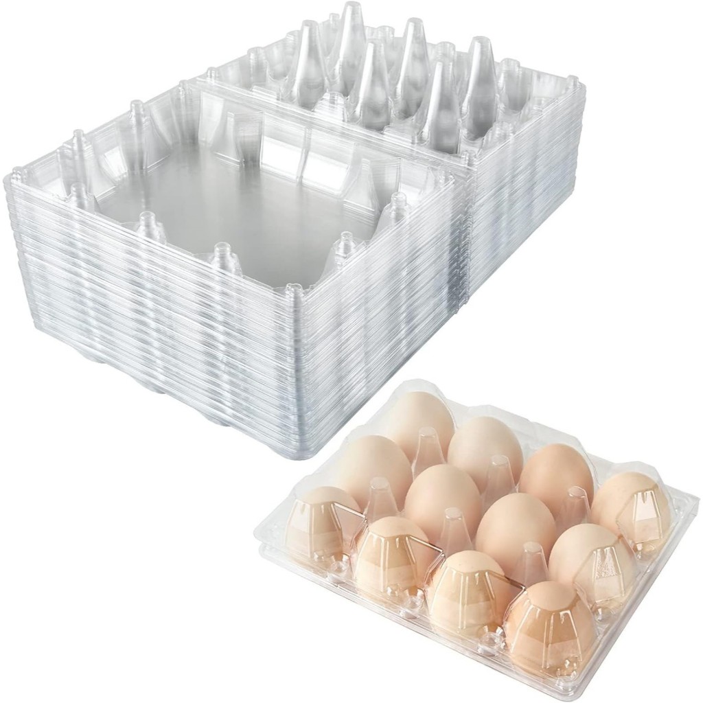 50 Pack Large Plastic Egg Cartons 1 Dozen Clear Duck Egg Cartons ...
