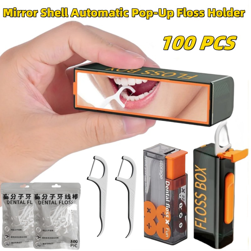 (Local Shipment) Automatic Dental Floss Storage Box Portable Mirror ...