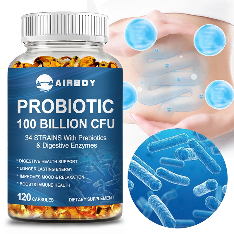 PROBIOTIC 100 BILLION CFU - 34 Strains with Prebiotics & Digestive Enzymes - Improved Mood ...