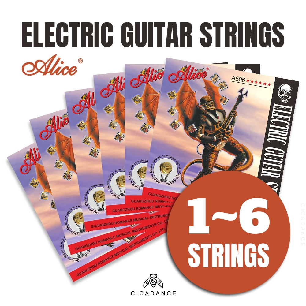 Alice Single Electric Guitar String 1-6 String A506 Bright Tone Beginner Practice Strings Tali ...