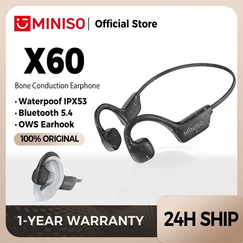MINISO X60 Wireless Earphone Bone Conduction Headphone Bluetooth 5.4 ...