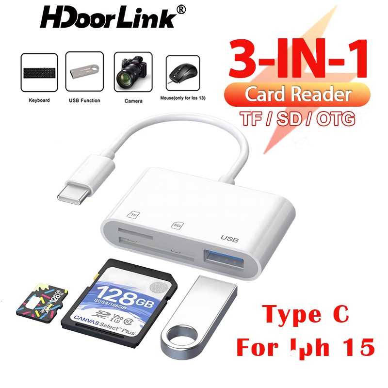 HdoorLink 3in1 Card Reader USB C To SD TF Card Adapter Type C OTG For ...
