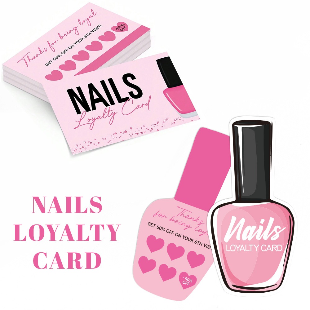 50 Pcs/Pack Nail Salons "Thanks For Being Loyal" Nails Loyalty Cards ...
