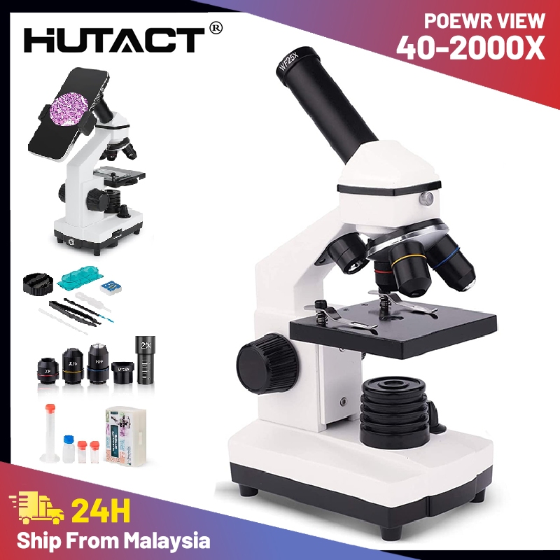 HUTACT Monocular Microscope 40X-2000X with Slides Professional ...