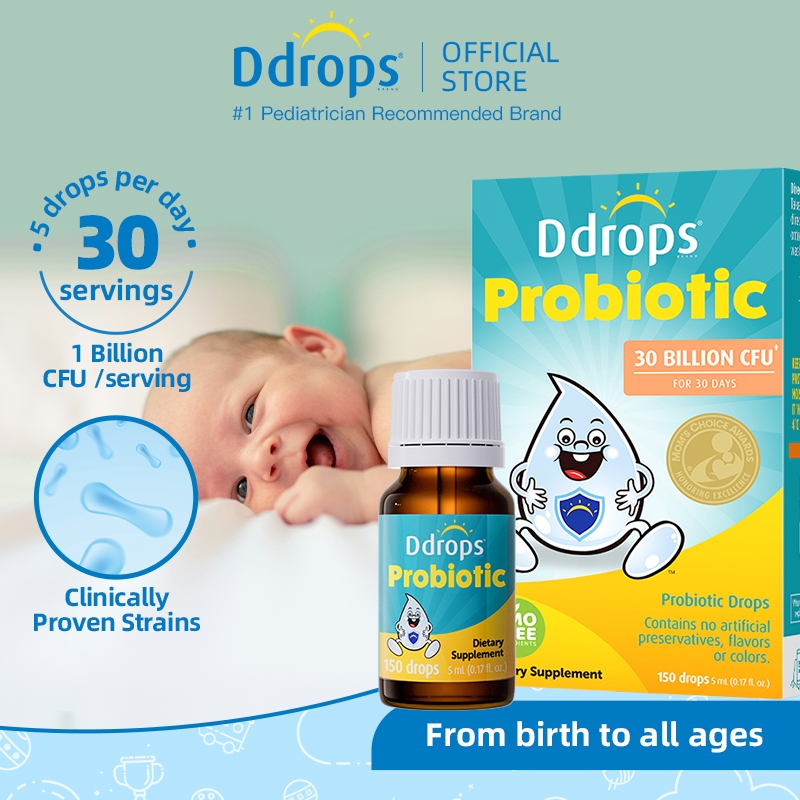 Ddrops Kids Liquid Bifidobacterium Probiotics Supplement (150 Drops/5 ...