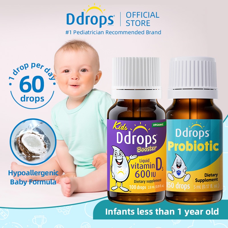 Ddrops Kids Immune Combo - Liquid Vitamin D3 600 IU + Animal Bifidobacterium Probiotics | Shopee ...
