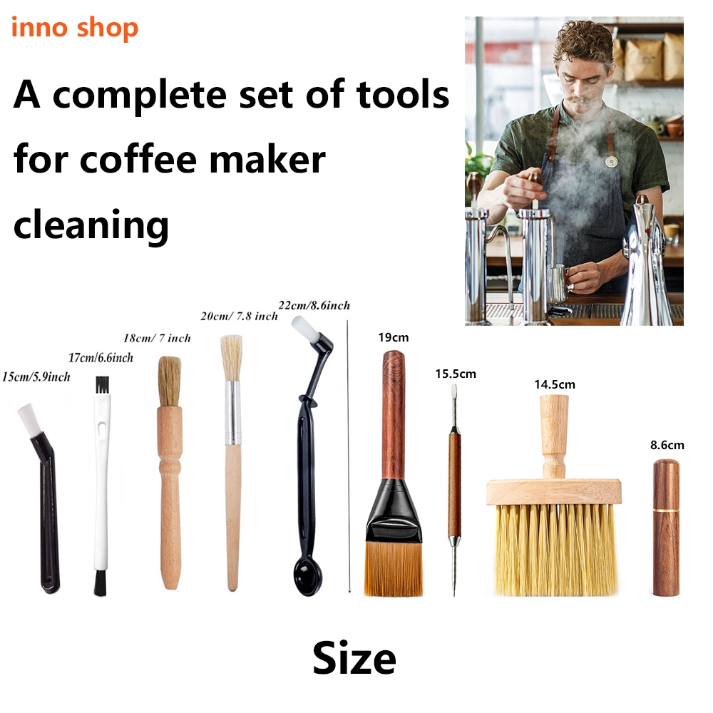 Full set of coffee cleaning tools Cloth powder needle Cleaning brush ...