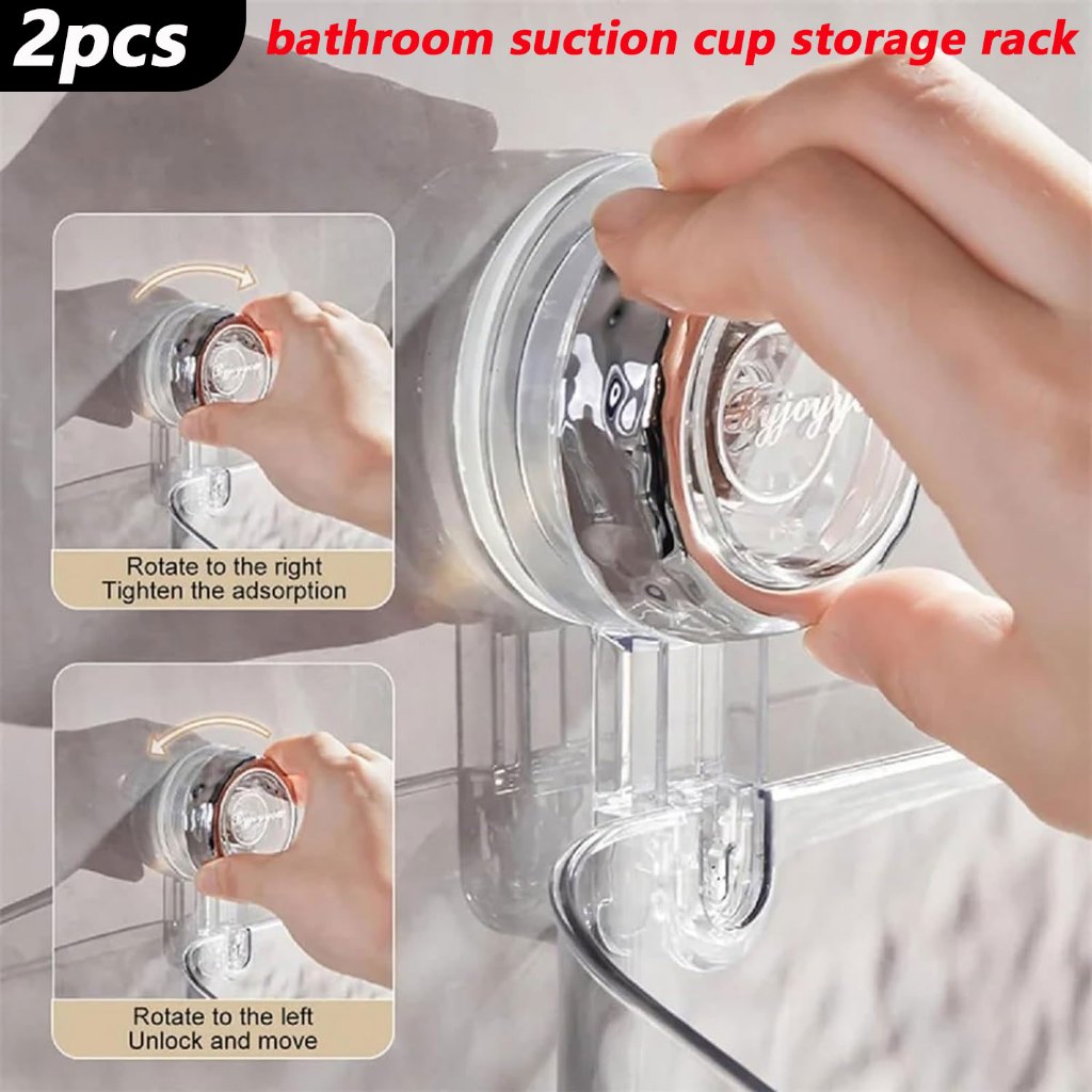 2pcs Bathroom Suction Cup Storage Rack, Lightweight And Luxurious Style ...