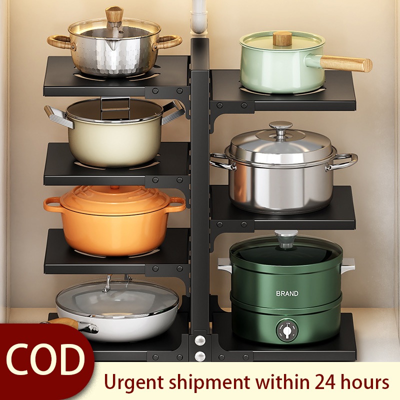 2-7 layer Kitchen rack Kitchen Pan Organizer Pot Rack Adjustable ...