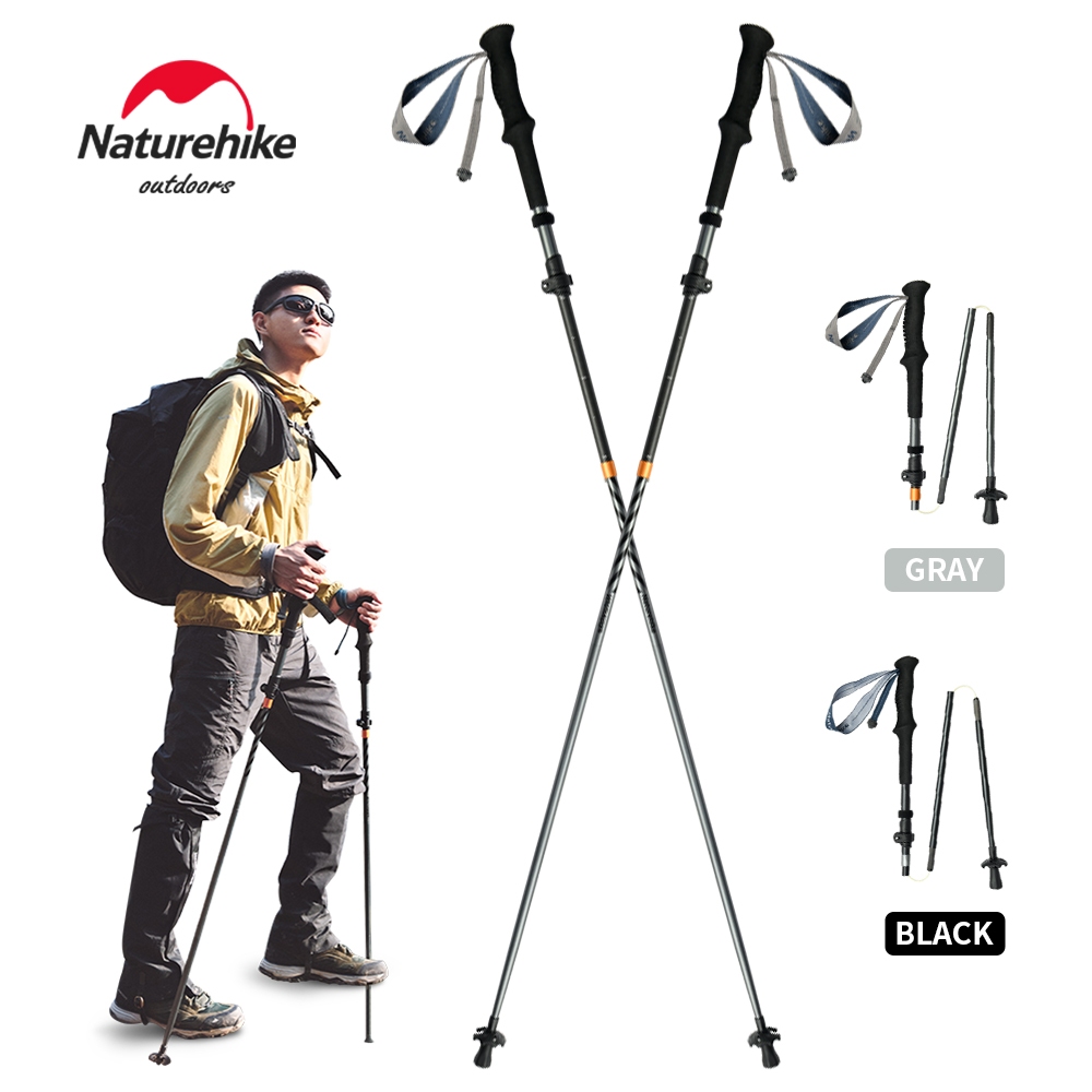 Naturehike Trekking Poles 5-Section Long Wind Carbon Fiber 7075 ...