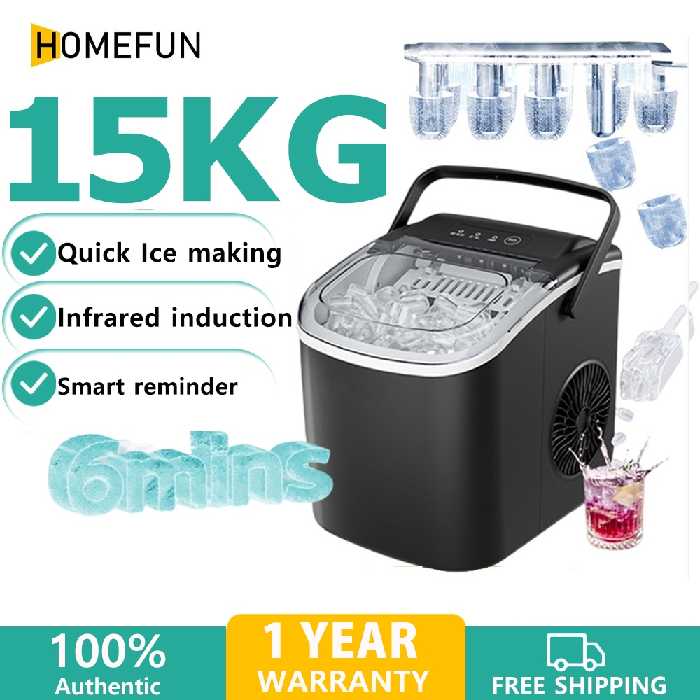 HOMEFUN 1.3L Mini Ice Maker Counertop Mini Auto Ice Maker Machine 6 ...