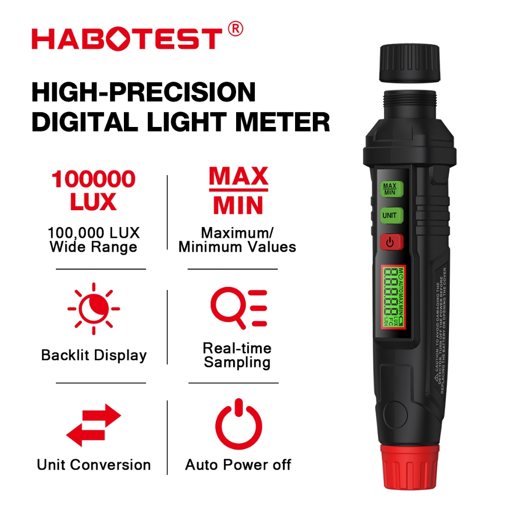 HABOTEST HT63 Mini Digital Light Meter Lux Meter Photometer UV ...