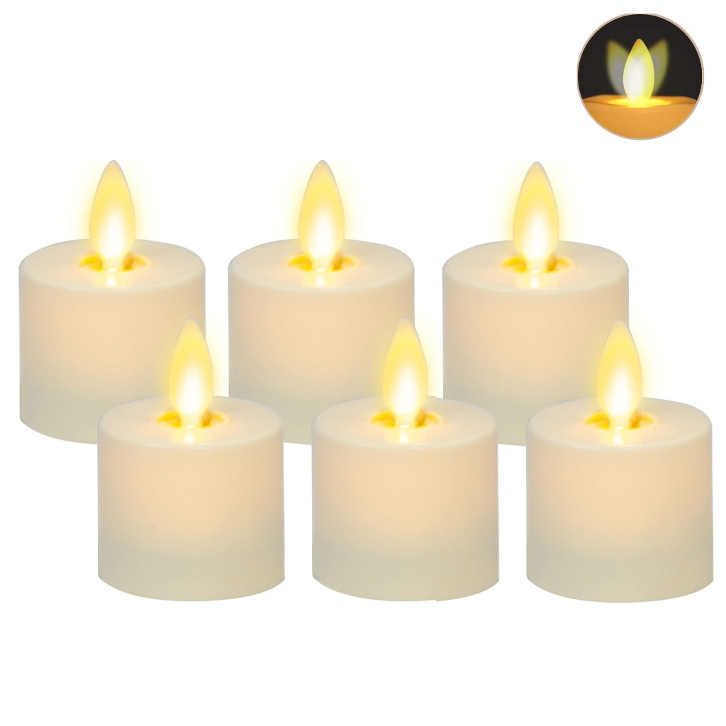 6x Battery Operated Led Tea Lights Small Fake Votive Candles with ...