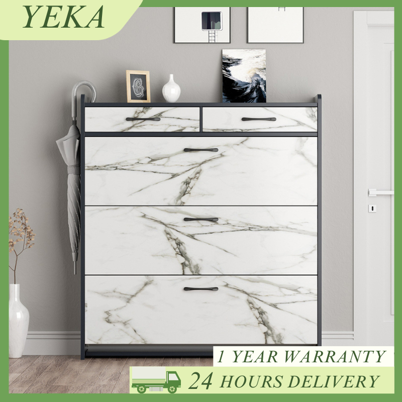 YKEA|Marble large capacity three door shoe rack/shoe rack/shoe cabinet ...