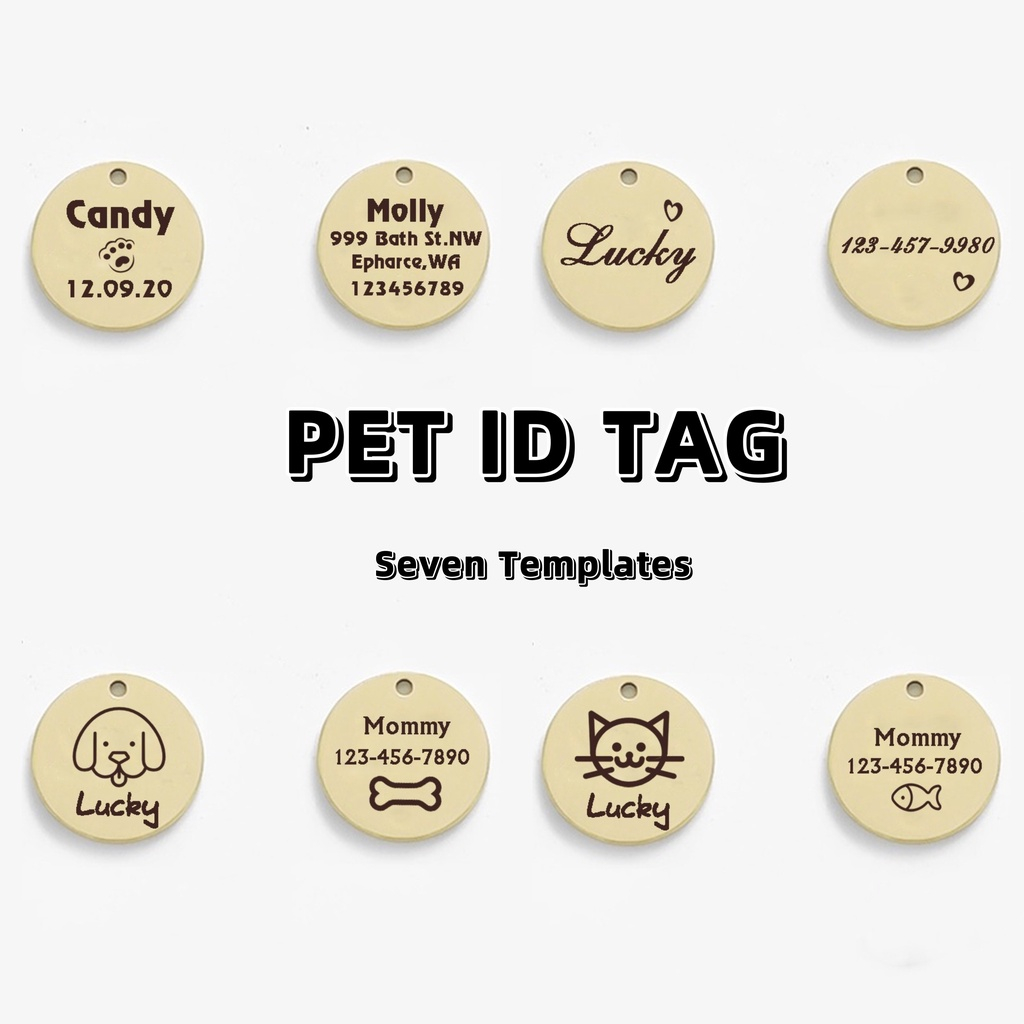 Pet ID Tag Dog Tag 2.5cm Stainless Steel Dog ID Tag Cat Personalized ...
