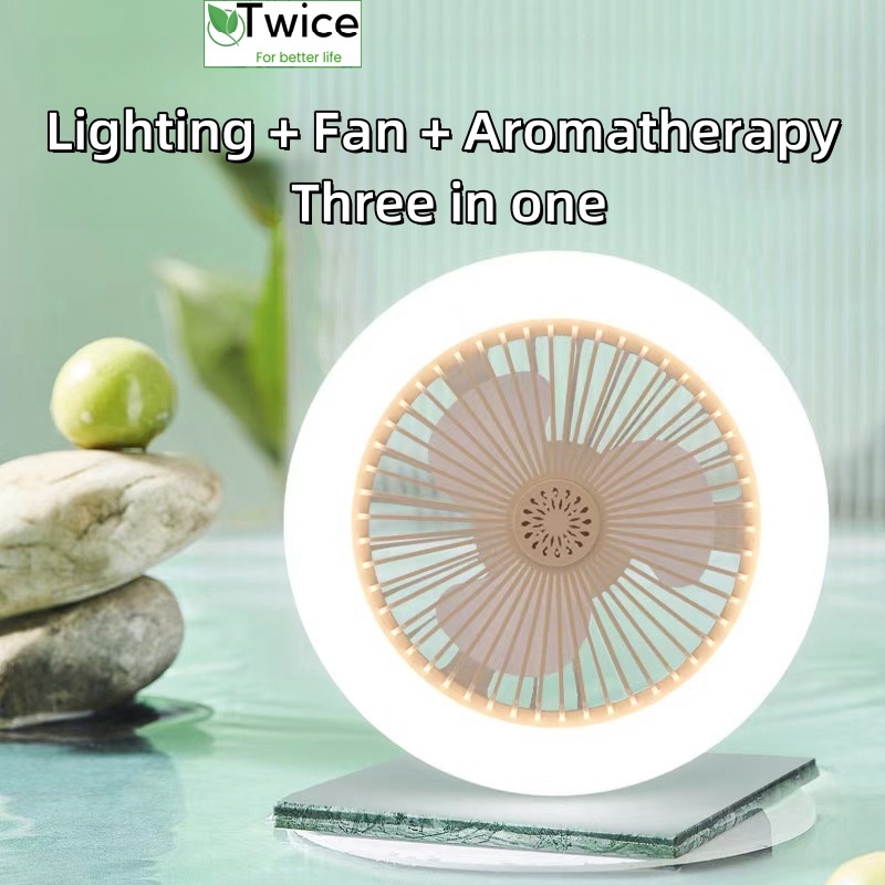 Ceiling Fan with Lamp 30W 3-speed Can place aromatherapy fan adjustable ...