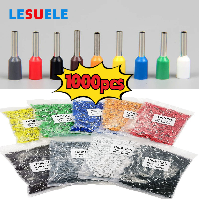 LESU 1000PCS Crimp Terminal Cord End Wire Connector E0508 Electrical ...