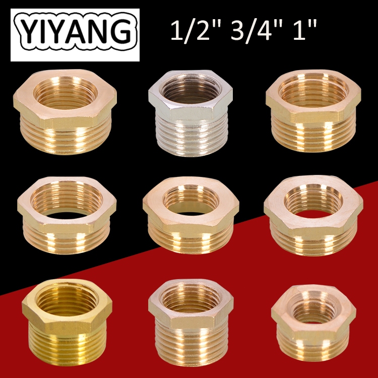 (1PCS)1/2" 3/4" 1" Male to Female Thread Brass Hose Reducing Bushing Copper Pipe Connectors Fuel ...