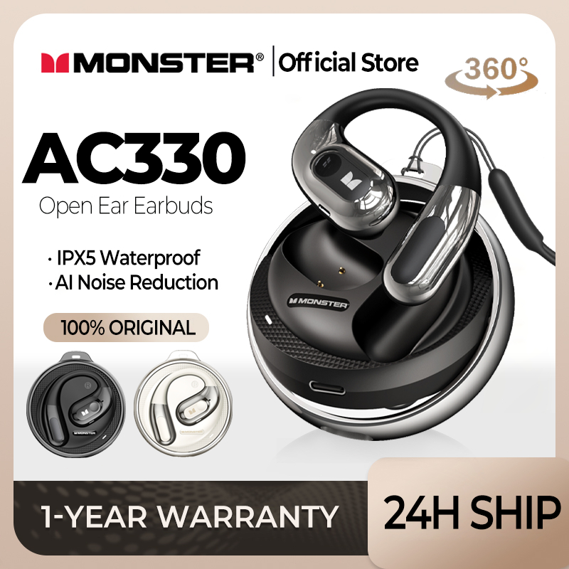 Monster Open Ear AC330 Open Ear Earphone Bluetooth 5.4 Wireless ...