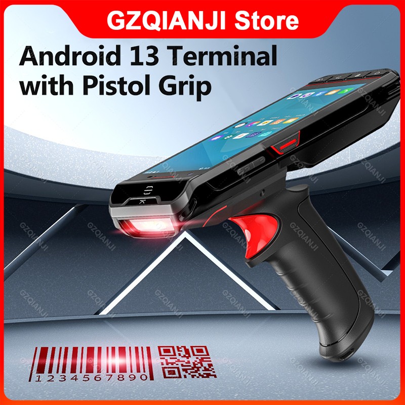 PDA Android 13 Terminal with handle 1D/2D Scanner 4G WIFI Bluetooth NFC ...