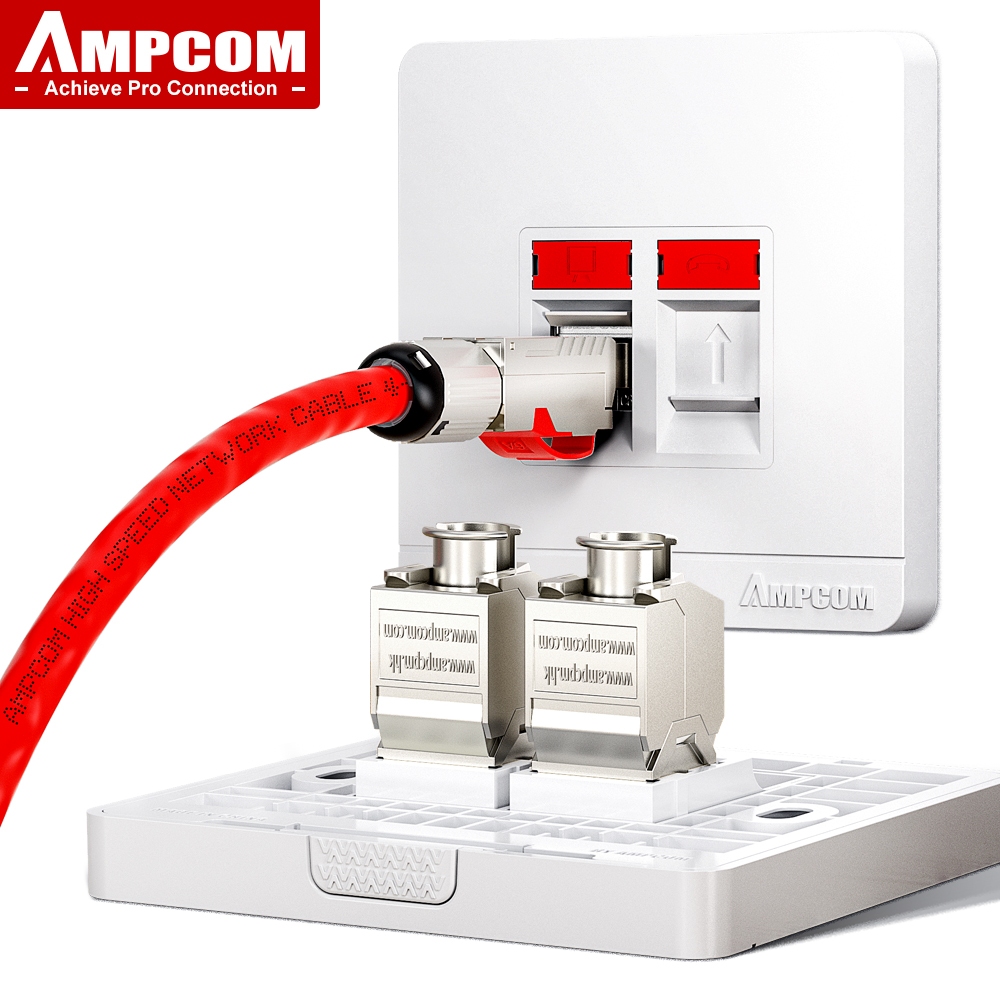 AMPCOM CAT7 10Gbps STP Keystone Jack RJ45 Self-Locking Zinc Alloy ...