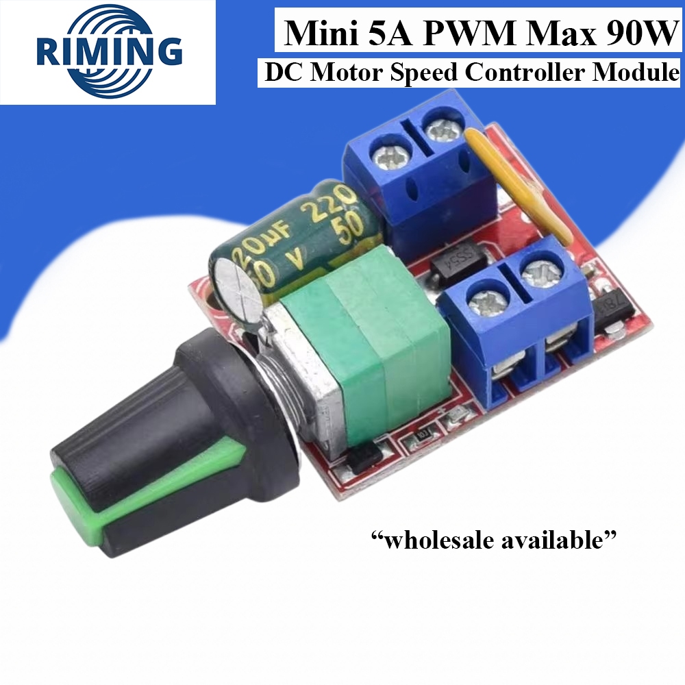 Mini 5A PWM Max 90W DC Motor Speed Controller Module 3V 6V 12V 24V 35V Speed Control Switch LED ...