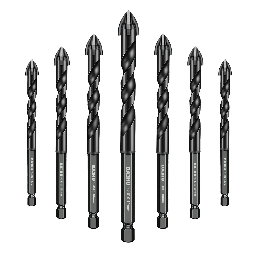 [BAIHU] 6mm-12mm YG8 Alloy Steel Four-Blade Hexagon Shank Drill Bit Ceramic Tile Glass Wood ...