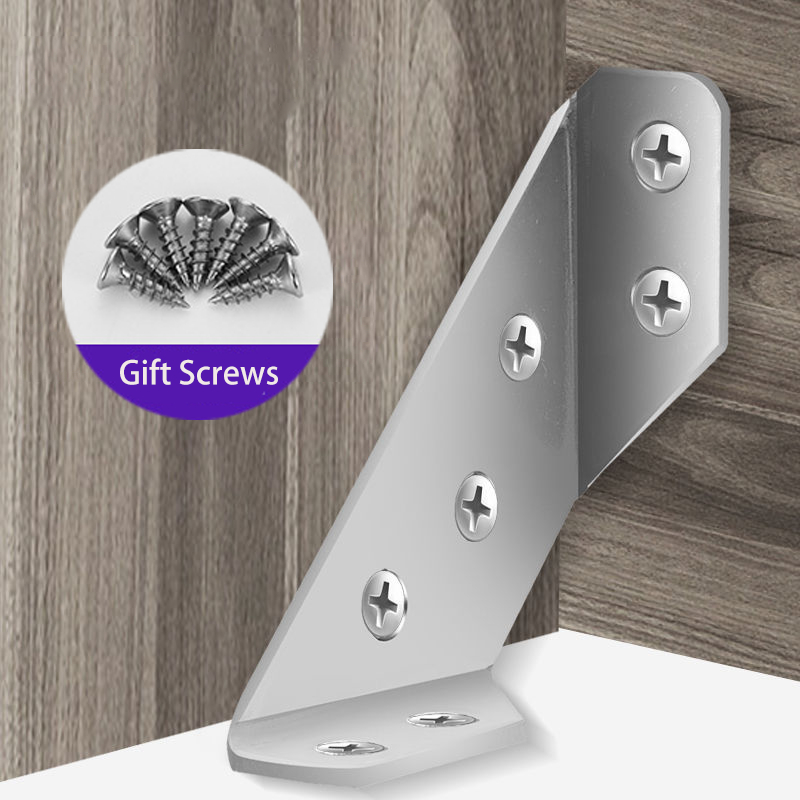 10/2set Stainless Steel Corner Code Three Sided Fixed Angle Bracket ...