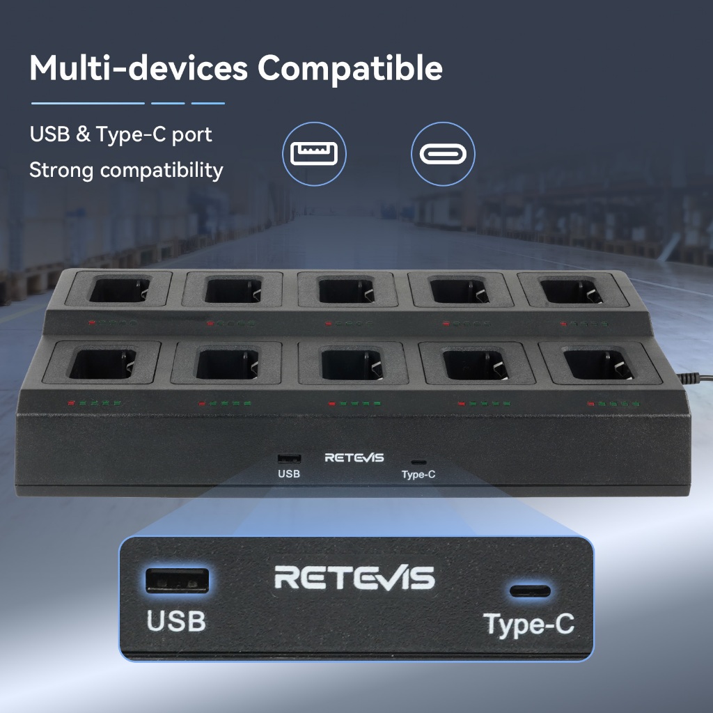 Retevis RTC68T 10-Way Charger Type-C USB Output Port 5 Charging ...