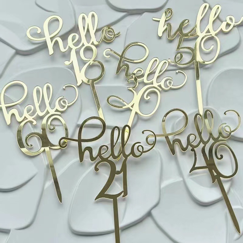 Happy Birthday Cake Topper, Hello 18 / Hello 21 / Hello 30 / Hello 40 ...