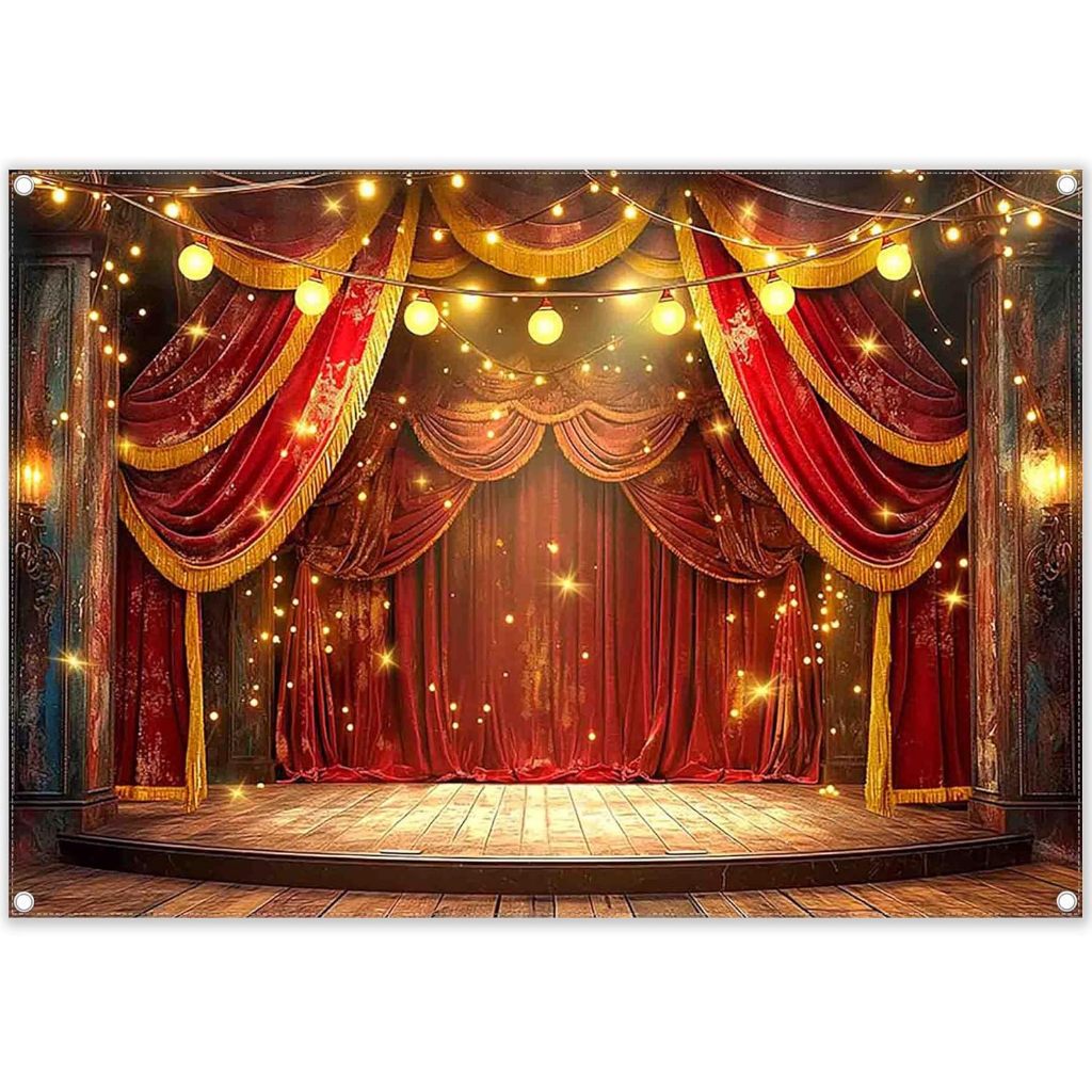 7x5ft Vintage Red Circus Photography Backdrop Golden Glitter Carnival ...