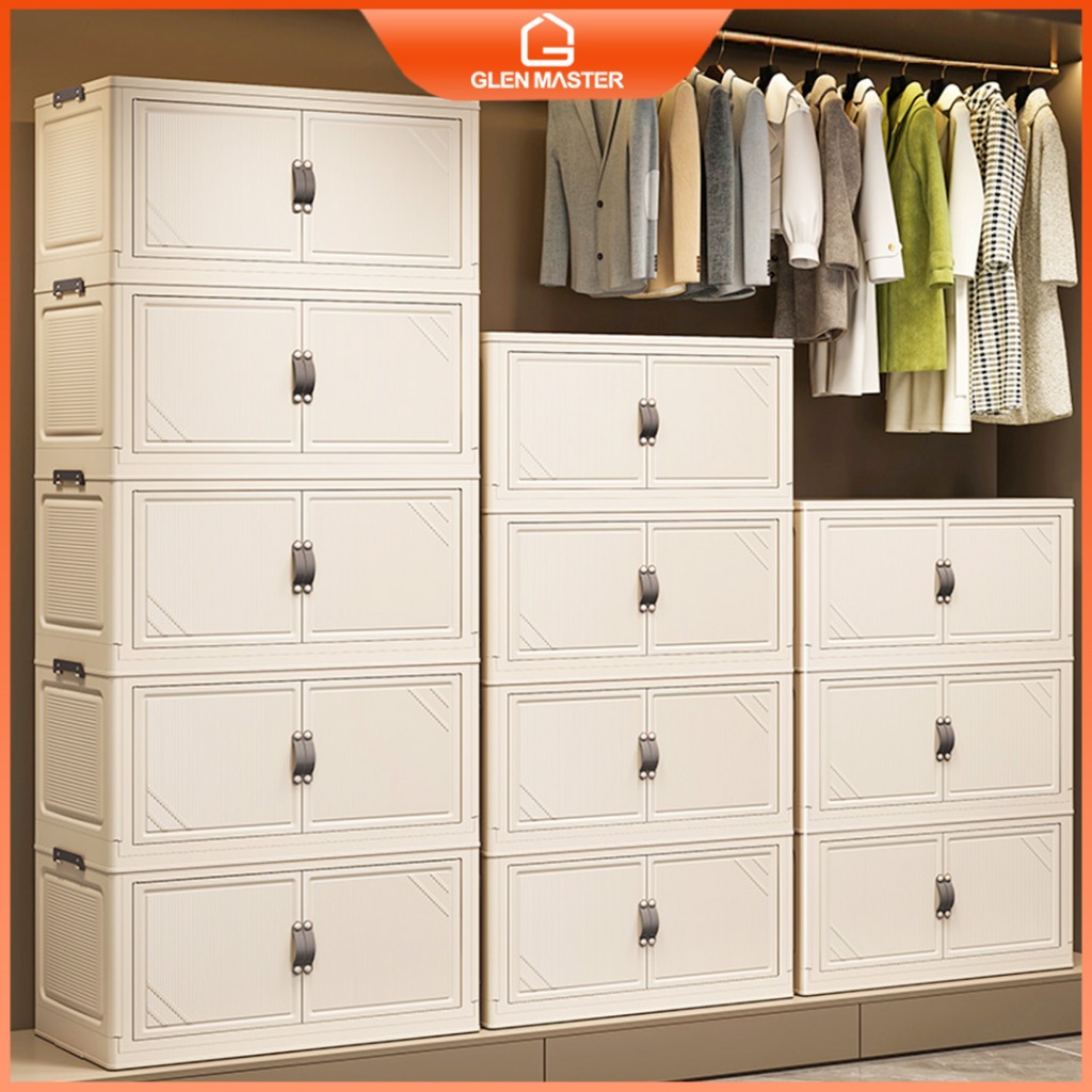 L37cm (1-6 Layers) Solid Color Panel Foldable Storage Cabinet With ...