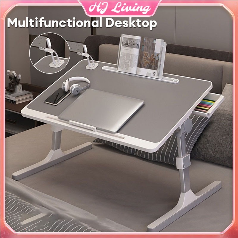 Foldable Meja Laptop Lipat Anti-Slip Laptop Study Table Drawer Notebook ...